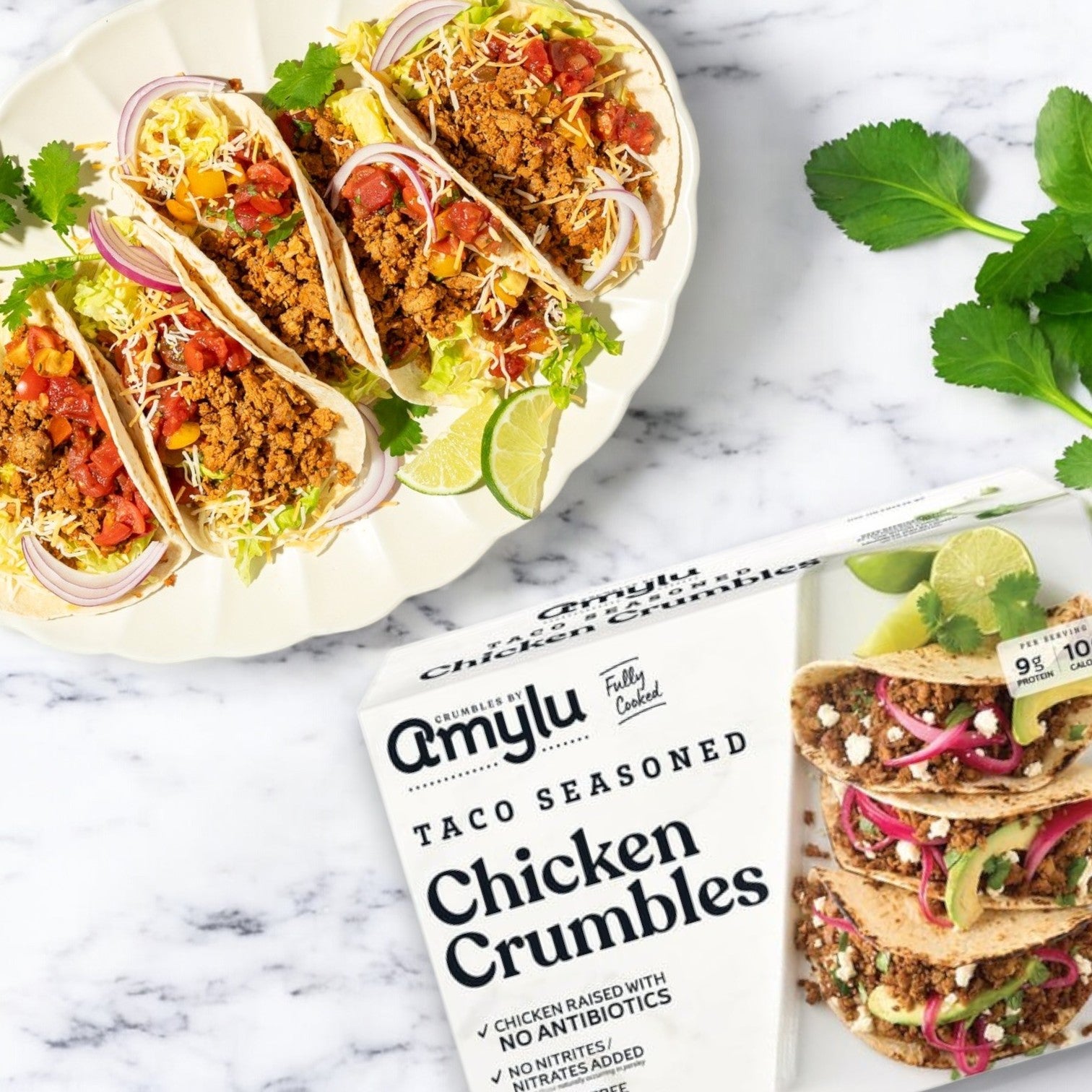 Amylu Taco Seasoned Chicken Crumbles, 40 oz