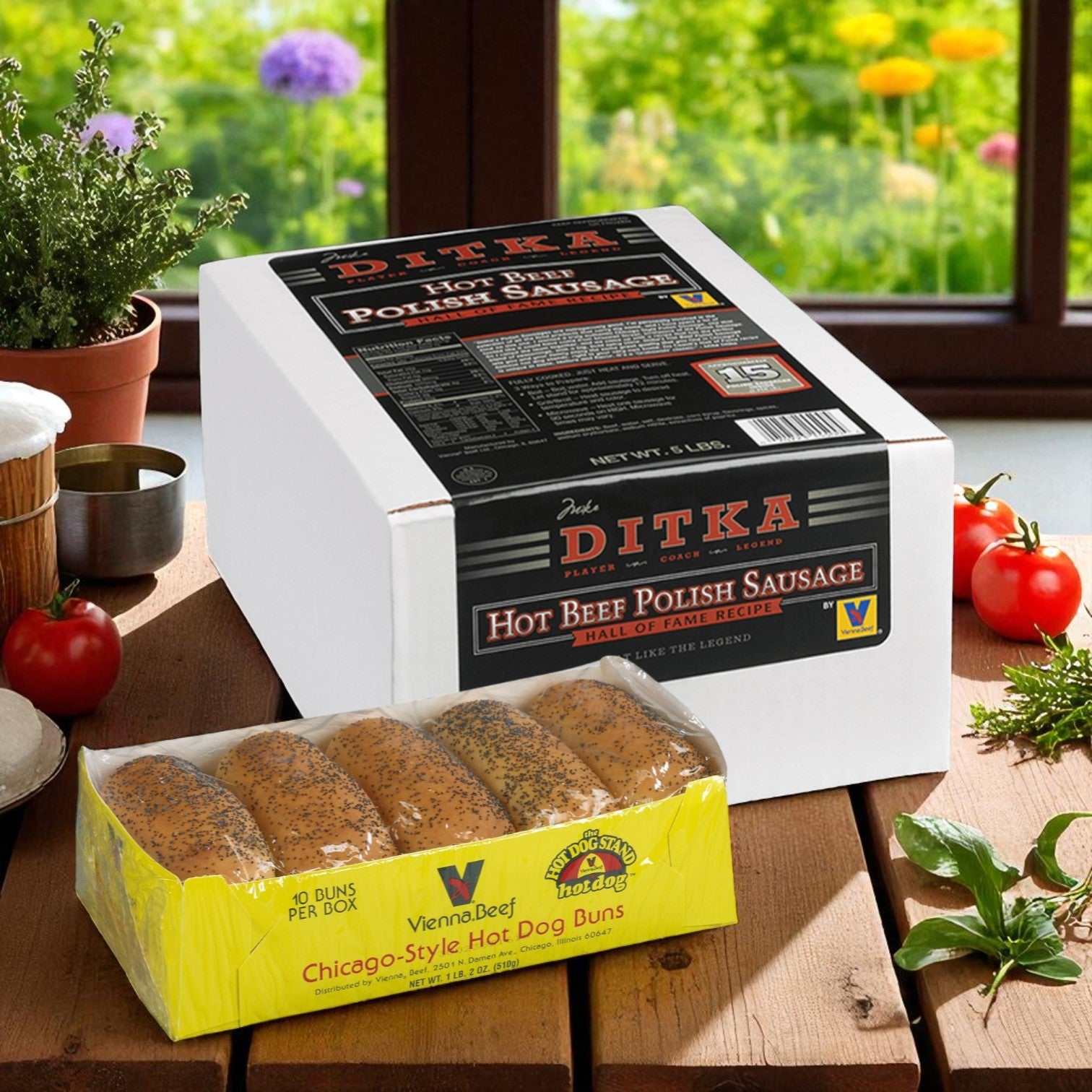 Vienna Beef Ditka’s Hot Polish Sausage & Poppy Seed Bun Pack (20 Buns)