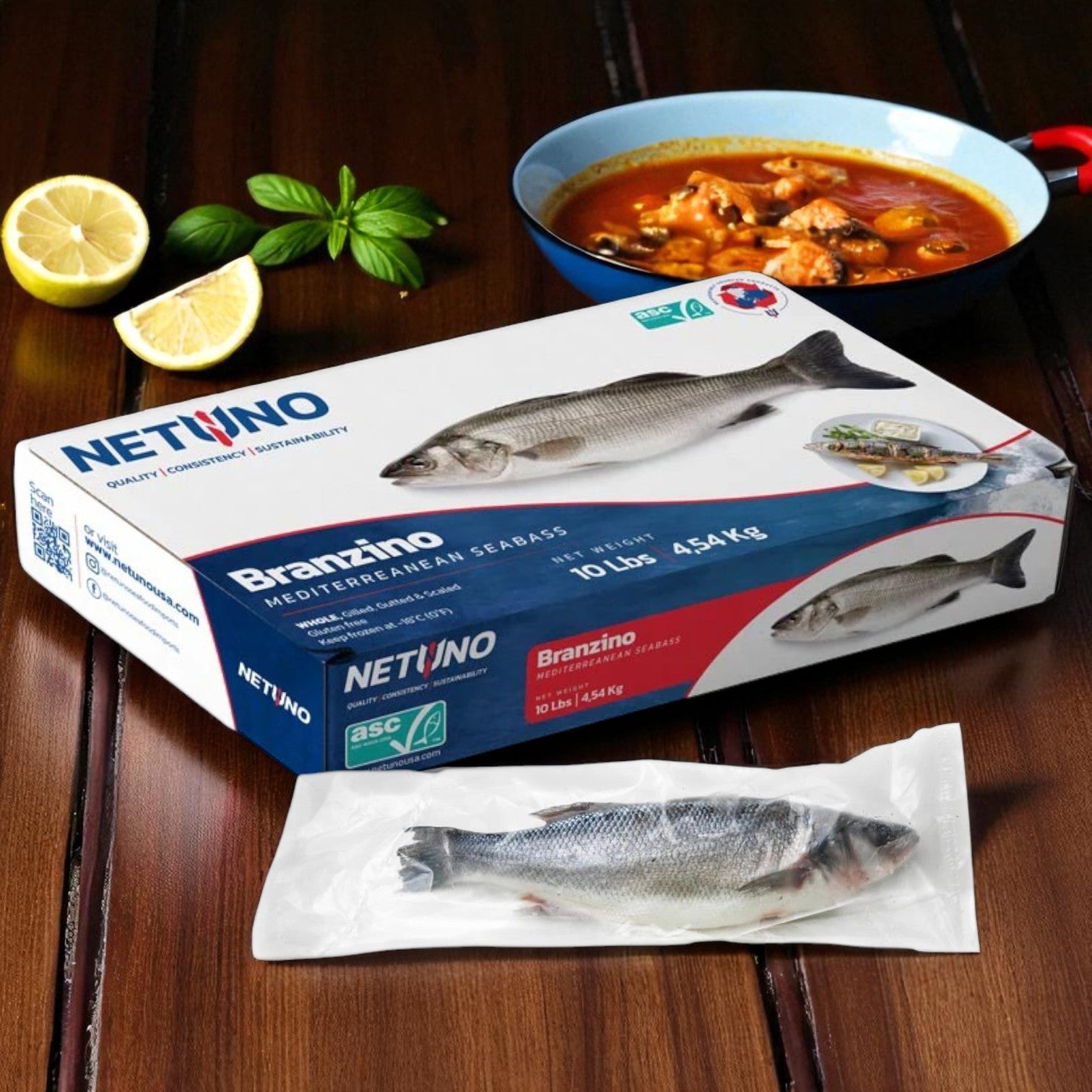 Netuno USA Whole Branzino – Gilled, Gutted & Scaled (3/4-1 lb Average