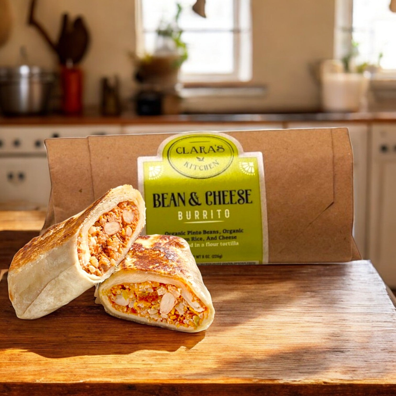 Clara's Kitchen Individually Packaged Bean & Cheese Burrito – 8 oz.