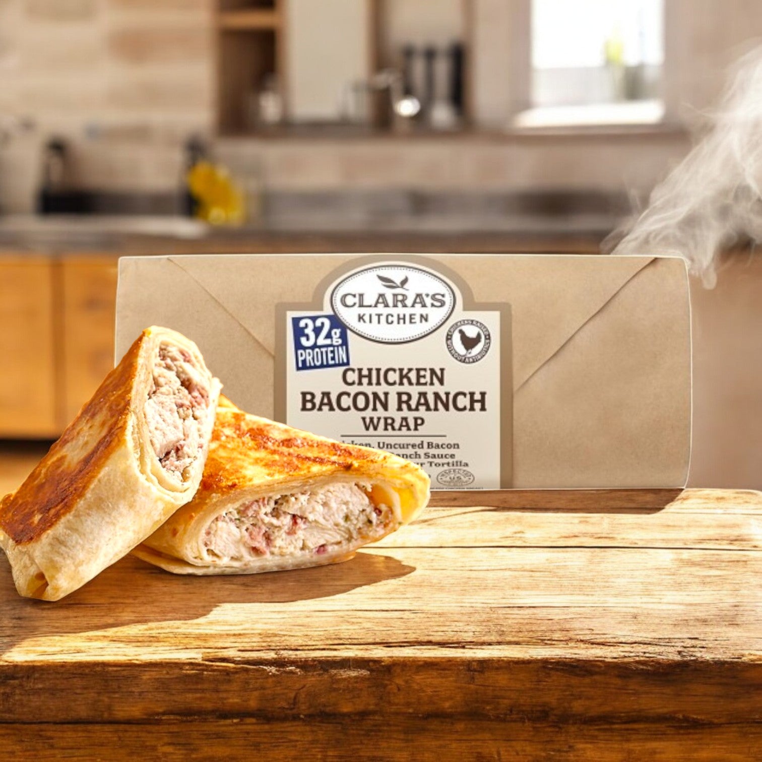 Clara’s Kitchen Chicken, Bacon & Ranch Wrap – Individually Wrapped, 8