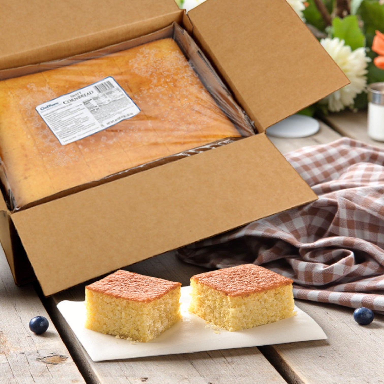 Chef Pierre Cornbread Baked Cut – 12" x 16", 4/64 oz