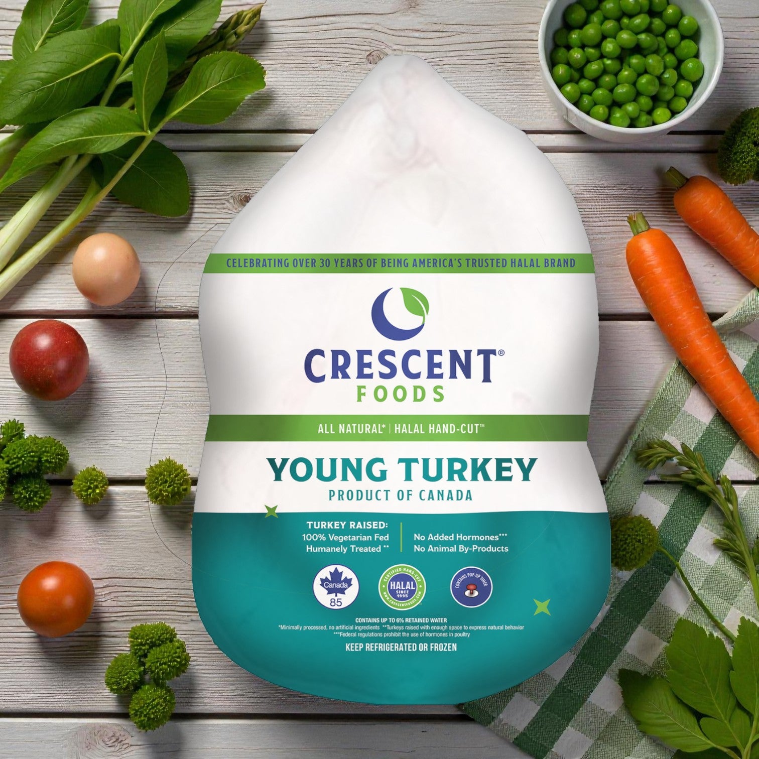 Crescent Foods All-Natural Halal Young Turkey – Frozen- 12-14 Pound Av