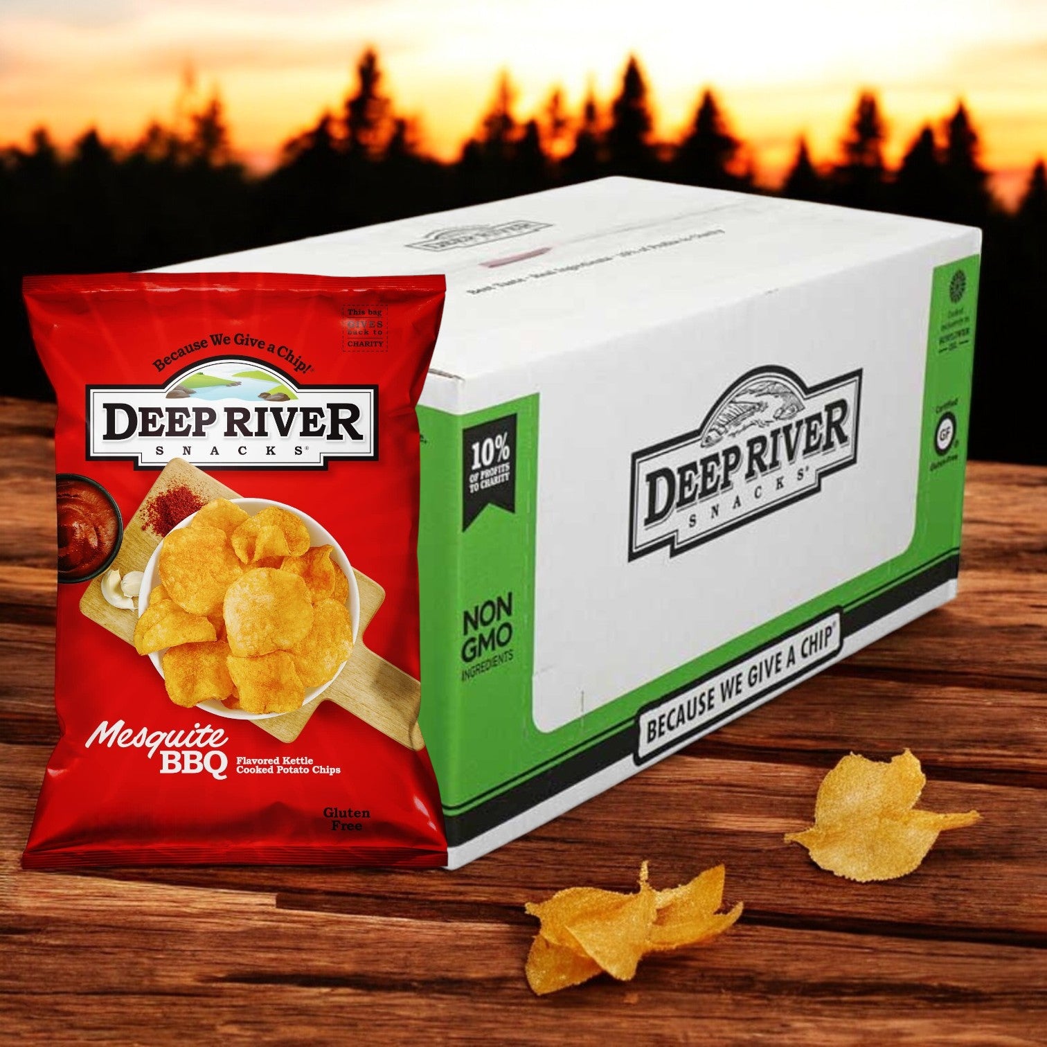 Deep River Snacks Mesquite BBQ Kettle Potato Chips, 1.375 Ounce, 48 Pe