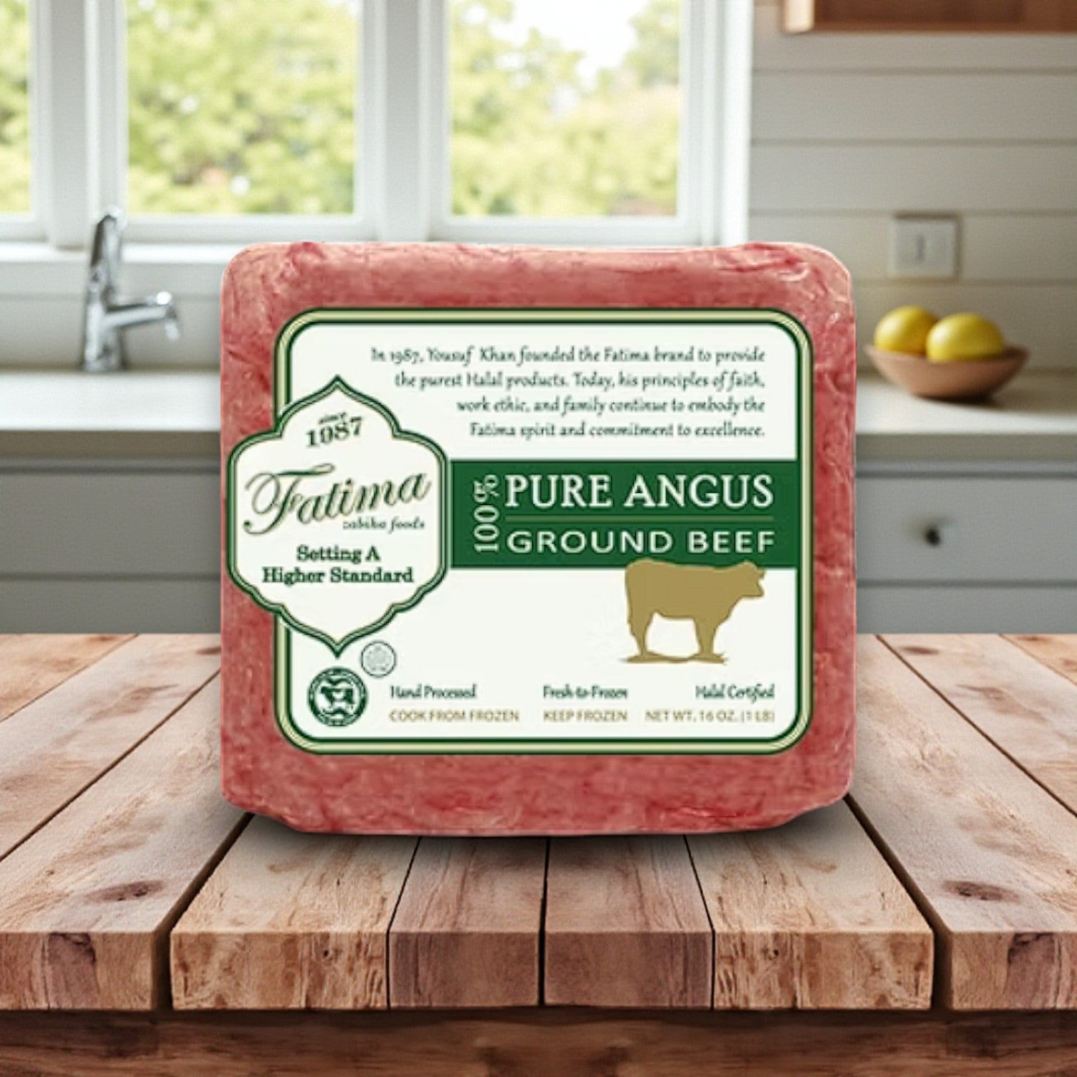 Fatima 100% Angus Halal Ground Beef – Halal Certified, 16 oz
