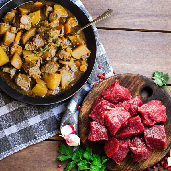 Halal Bone-In Uncooked Goat Cubes, 2" x 2", 15 lbs