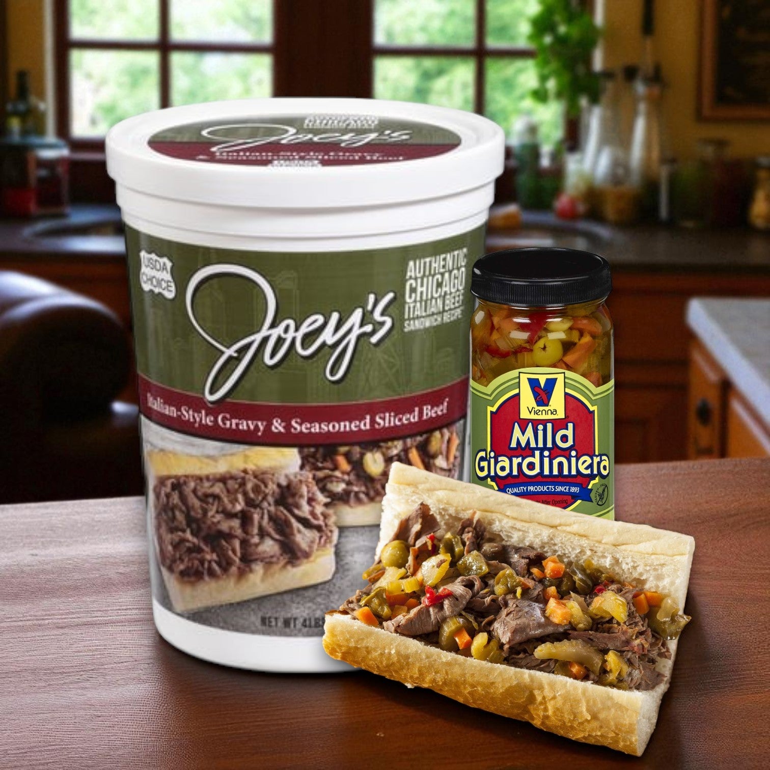 Joey’s Italian-Style Sliced Beef with Gravy & Vienna Beef Mild Giardin