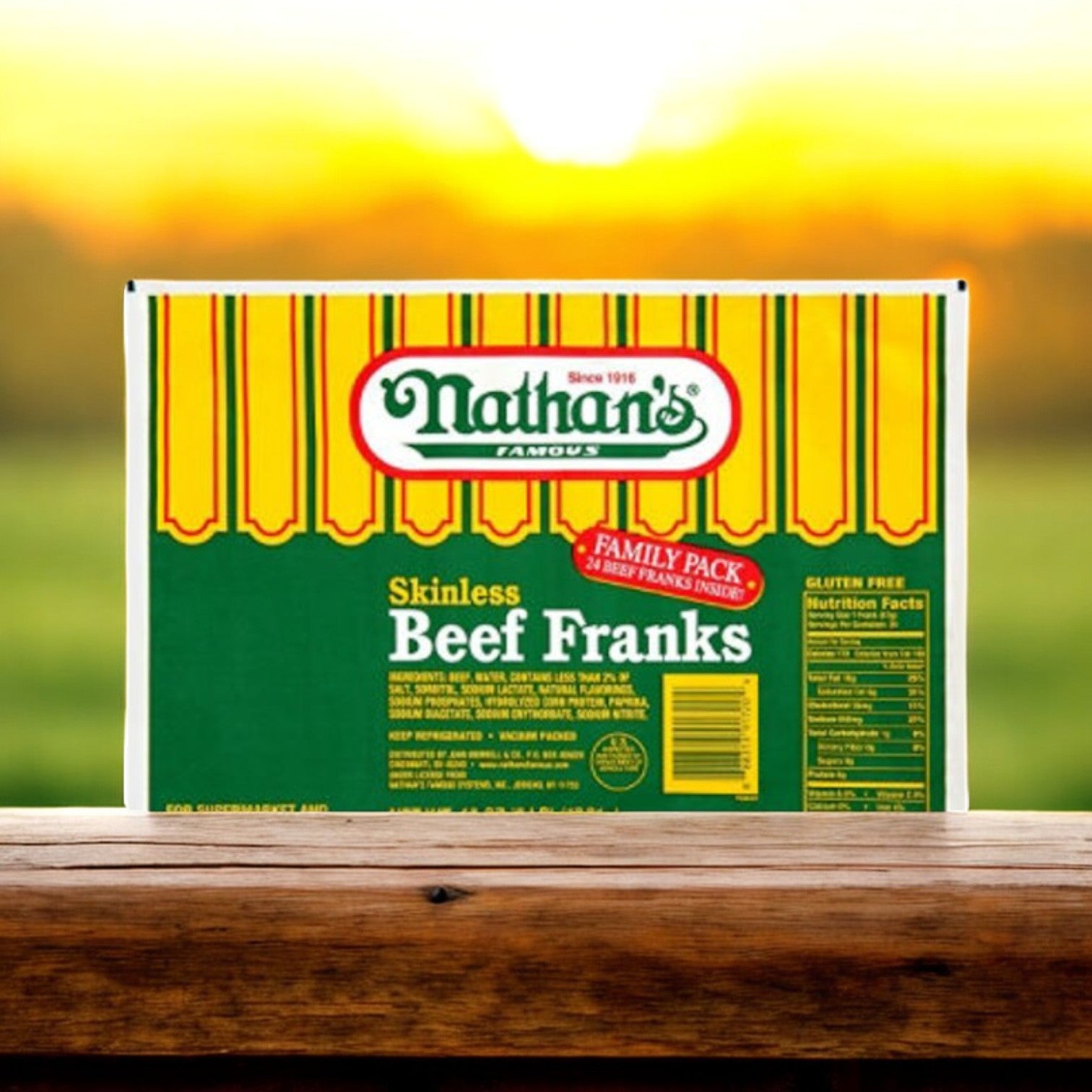 Nathan’s Famous Skinless Beef Franks – 6-Inch, 5 lb. Pack (25 Hot Dogs