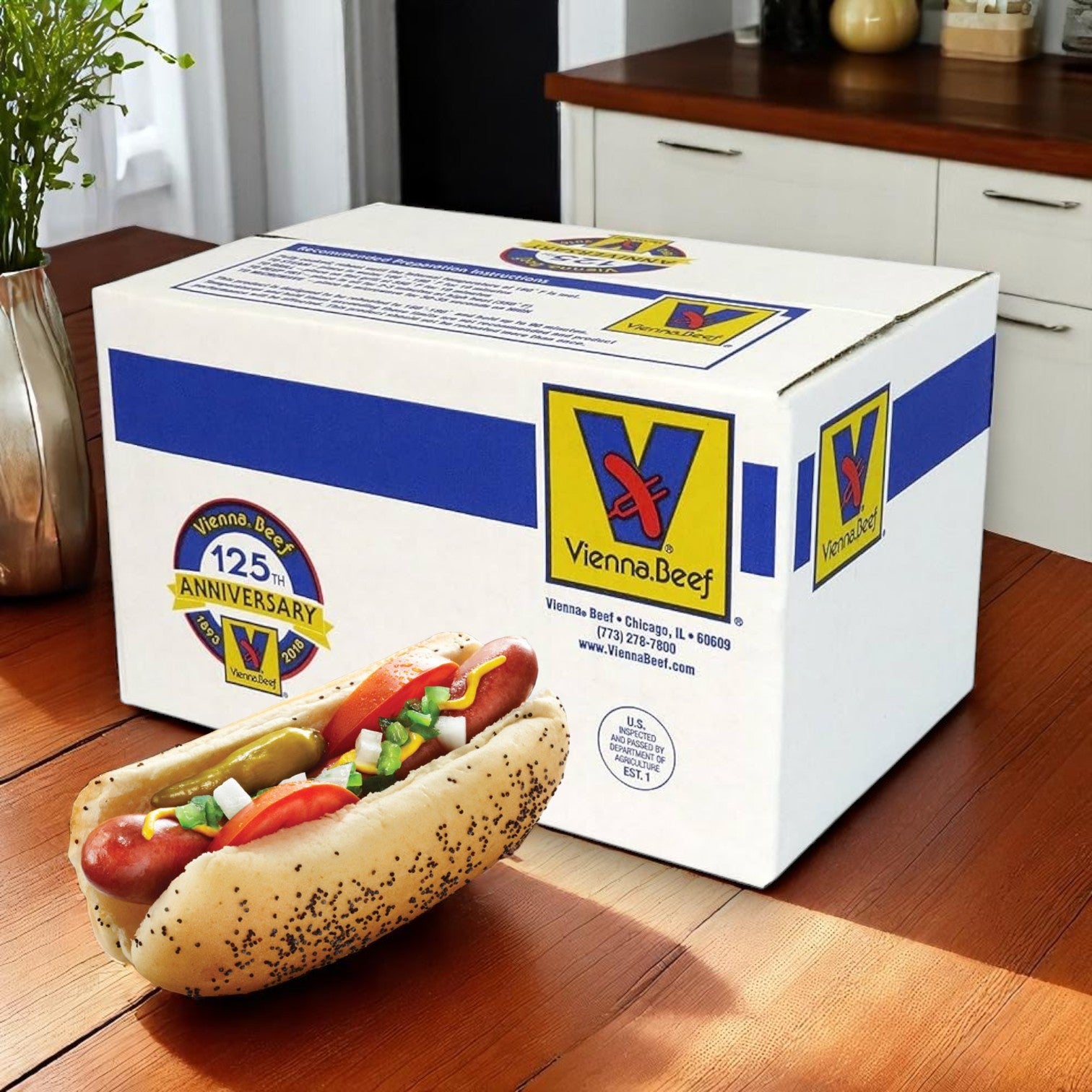 Vienna Beef, Natural Casing Beef Franks – 6” (6:1) - 1 Case, 60 Total