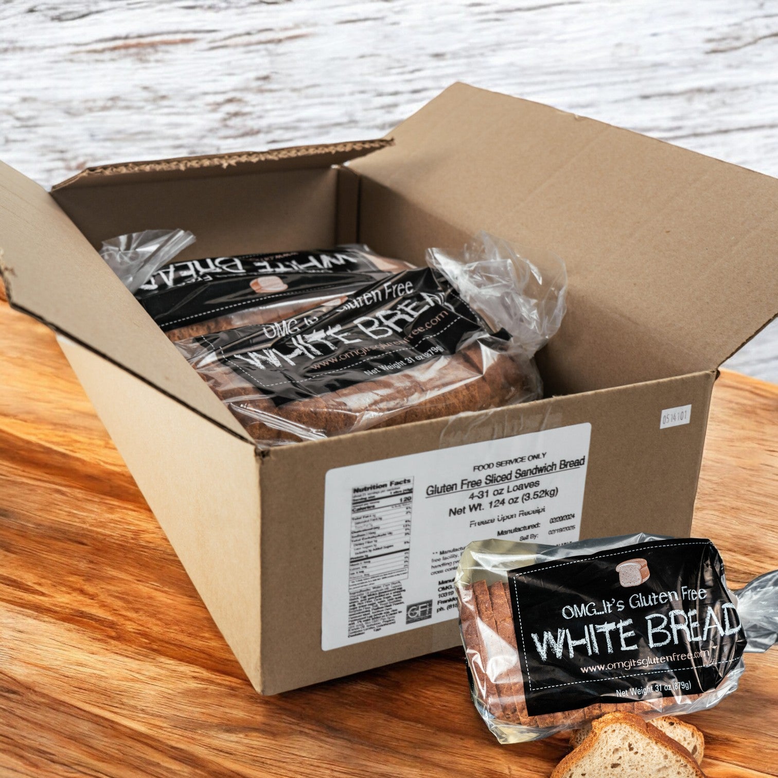 OMG It's Gluten Free, White Bread Loaf, 31 oz. - 1 Case, 4 Packs of Br