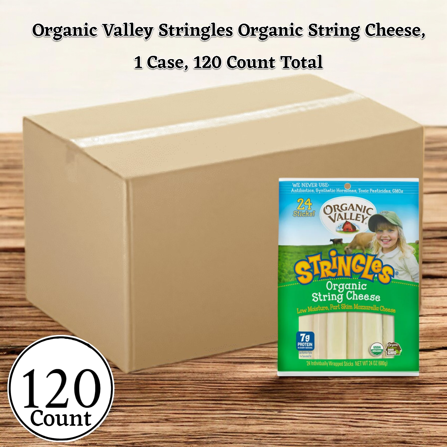 Organic Valley Stringles Organic String Cheese - 1 Case, 5 bags- 120 C
