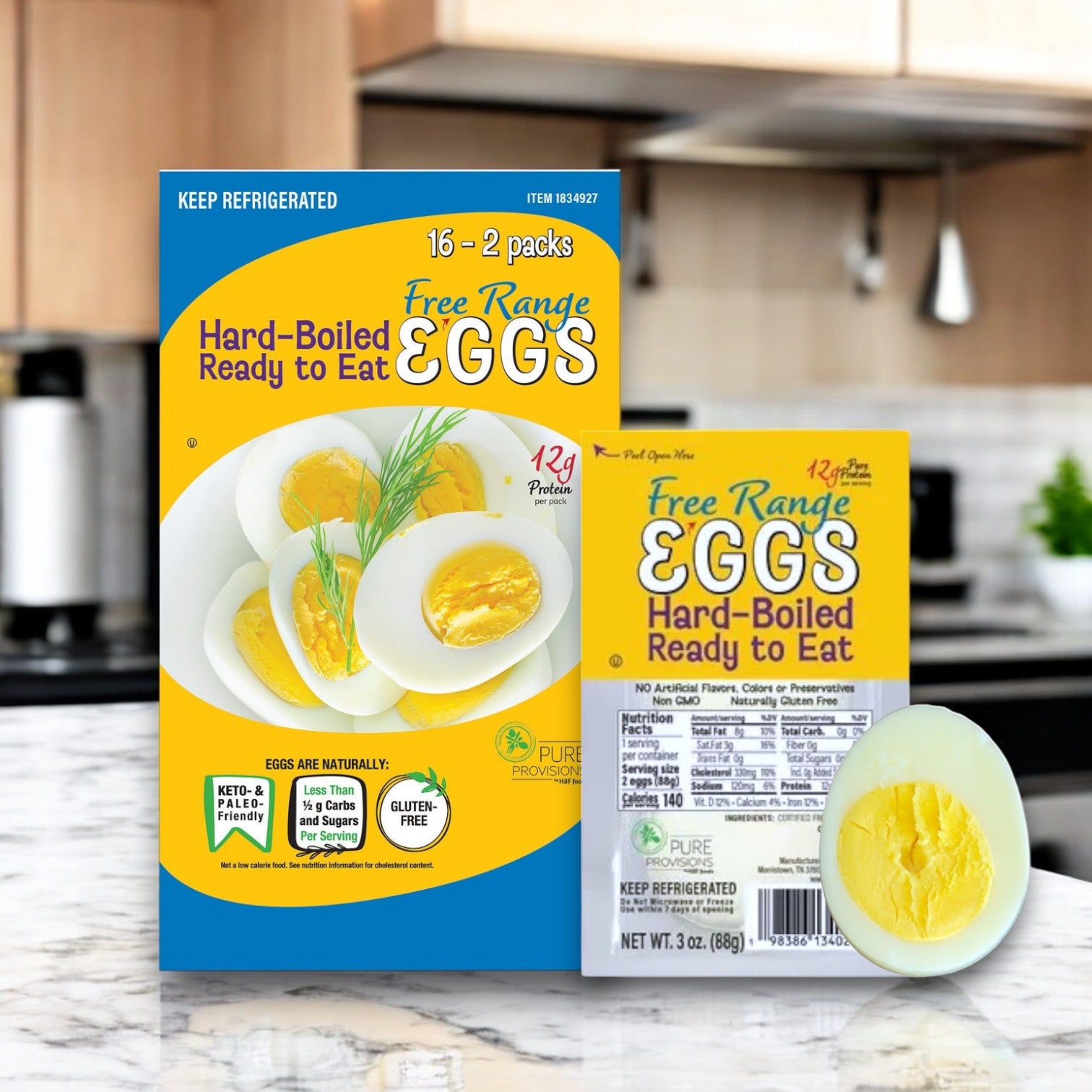 Pure Provisions Free-Range Hard Boiled Eggs – 16 Packs (Pre-Peeled)