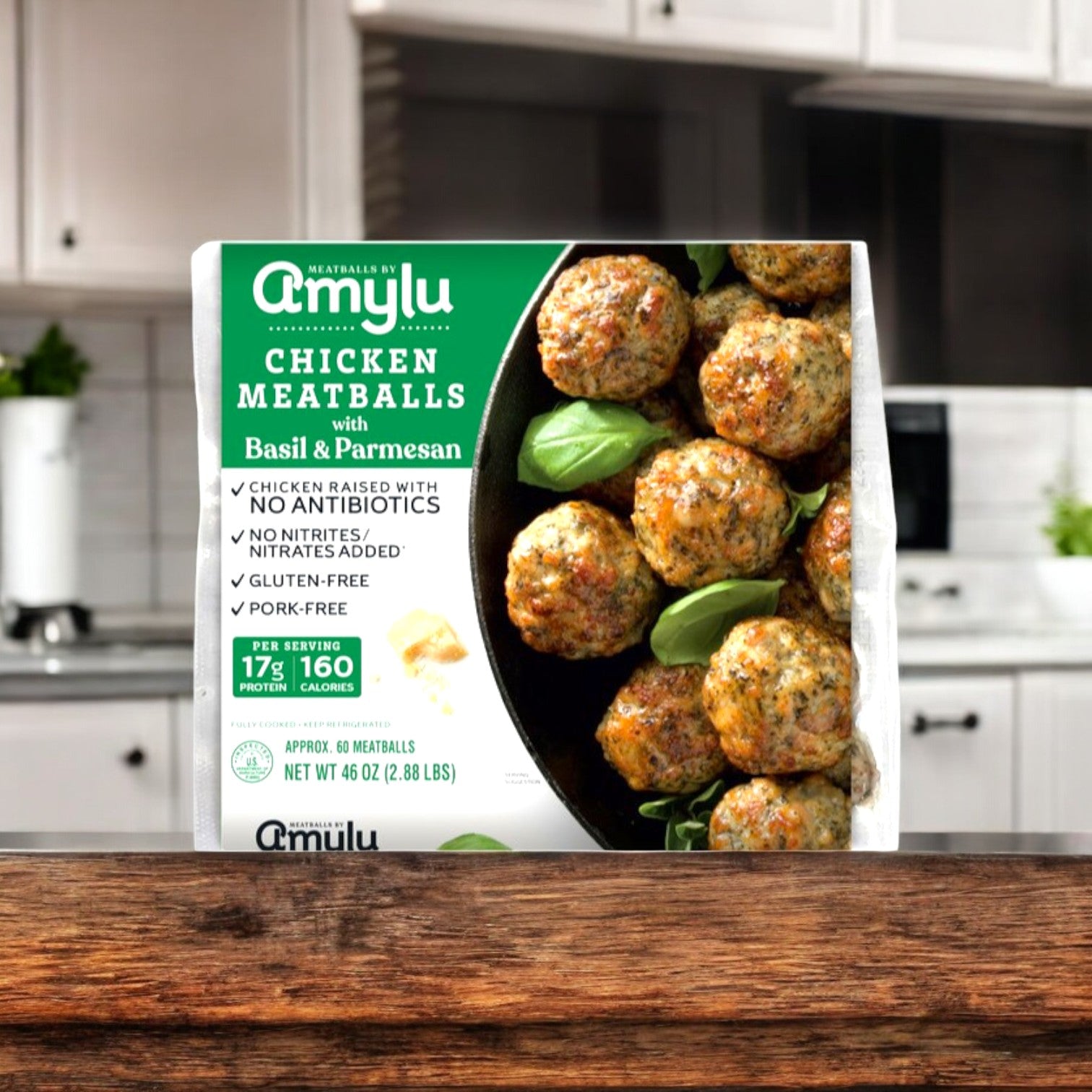 Amylu ABF Chicken Meatballs with Parmesan & Basil - 46 oz - 1 Count