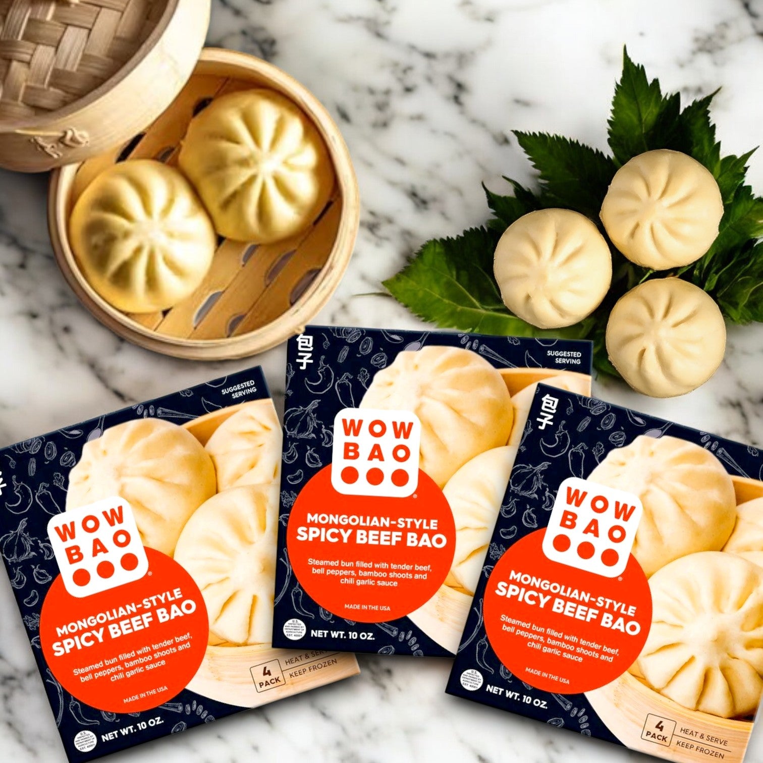 Wow Bao Mongolian-Style Spicy Beef, Bao- 3 Count