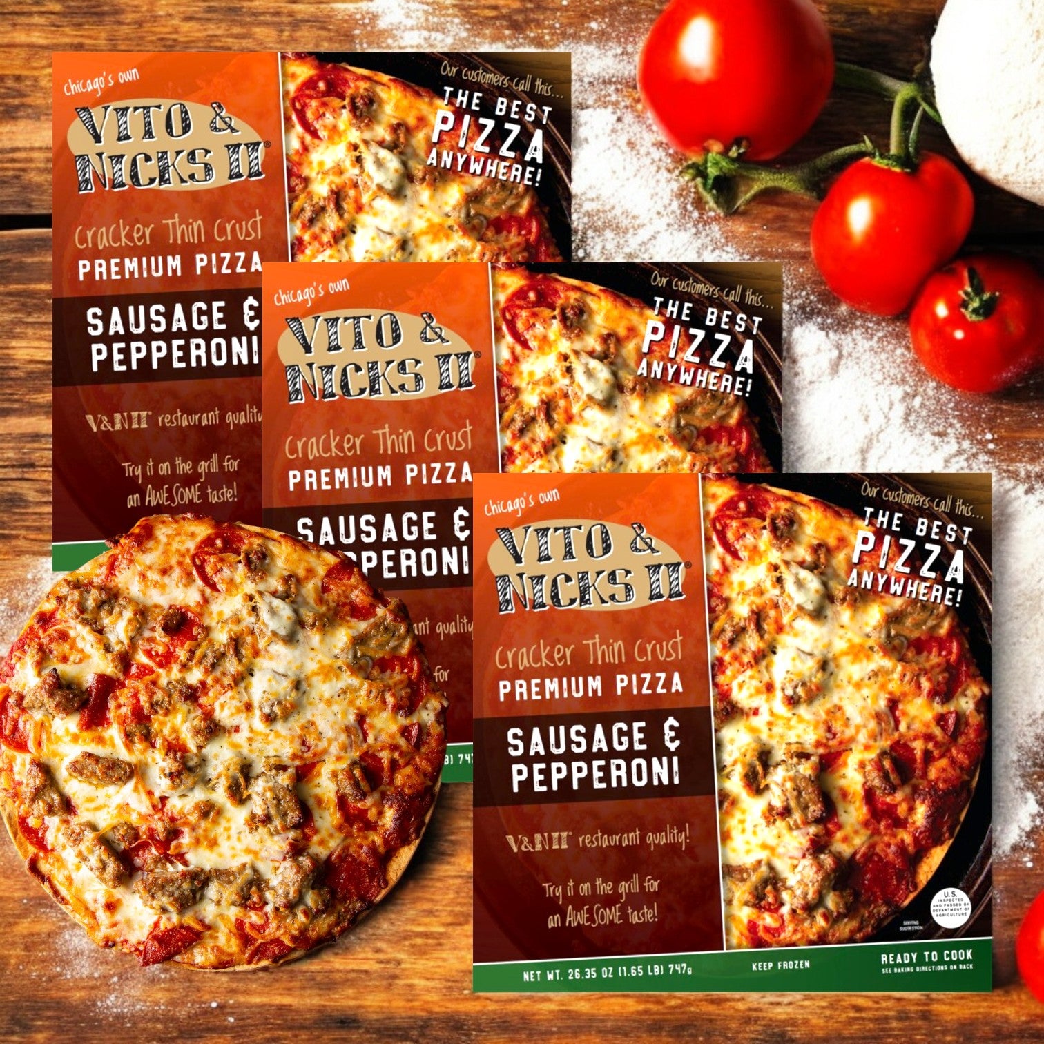 Vito & Nick's Sausage Pepperoni Pizza 3 Packs | Easy Lunches