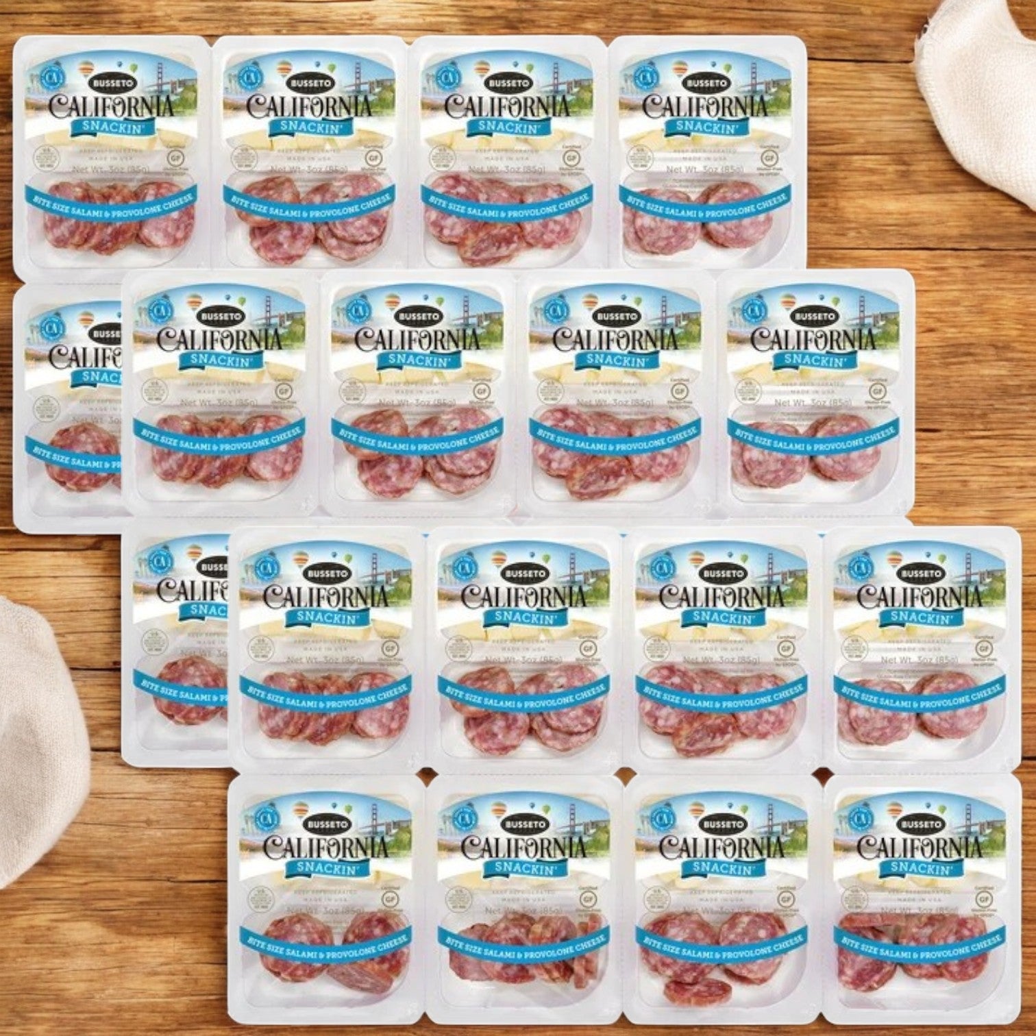 Busseto California Snackin' Bite Size Salami & Provolone Cheese, 24-Co