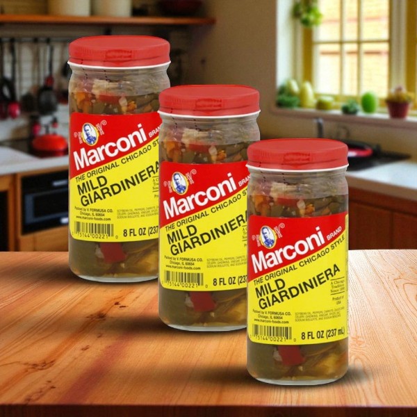 Marconi Brand Giardiniera, Mild-8 FL Oz- 3 Jars