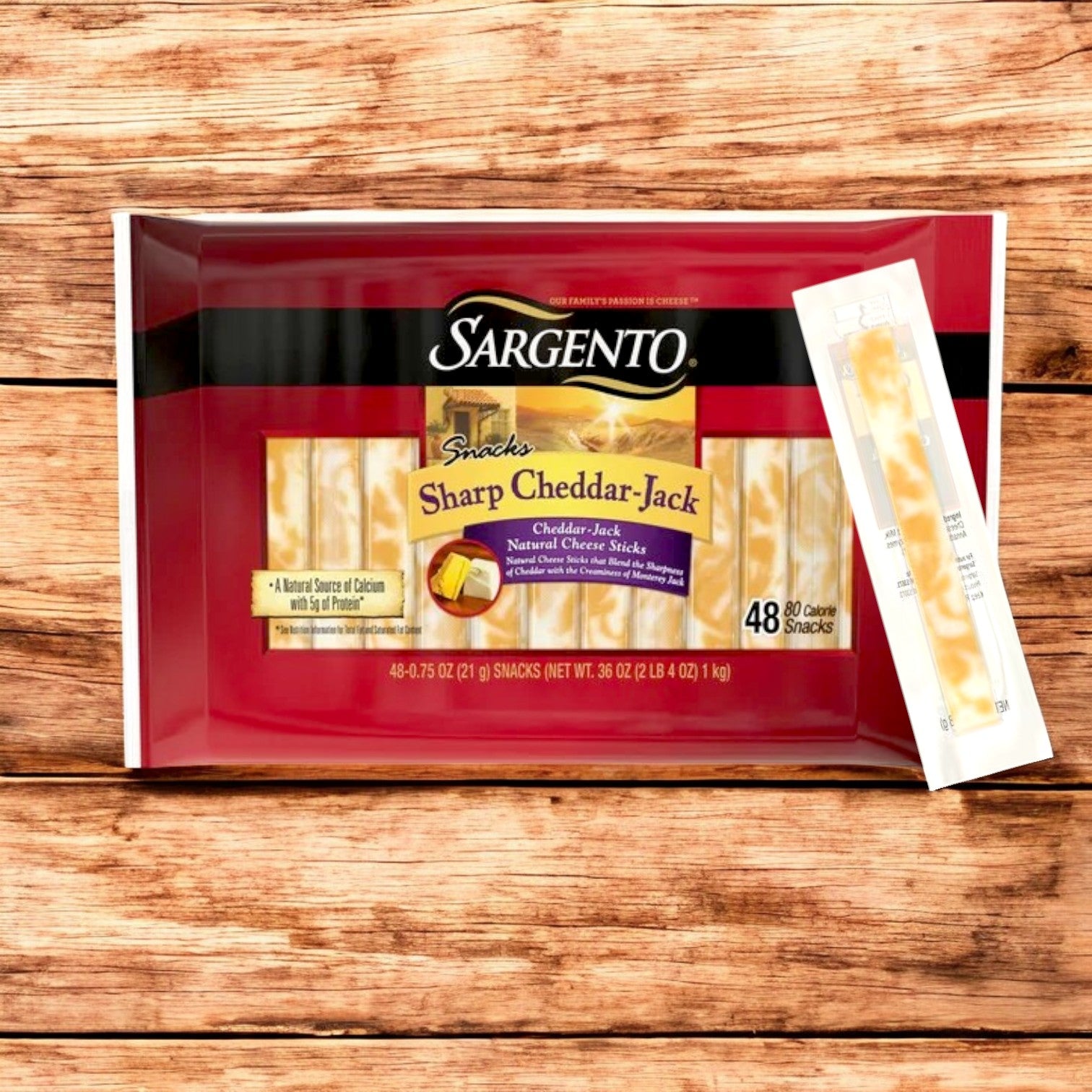 Sargento Sharp Cheddar-Jack Cheese Sticks | 0.75 oz, 48 ct