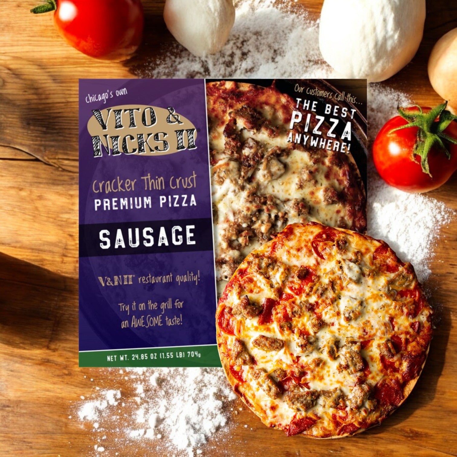 Vito & Nick’s II Cracker Thin Crust Sausage Pizza – 1 Count (24.85 oz)