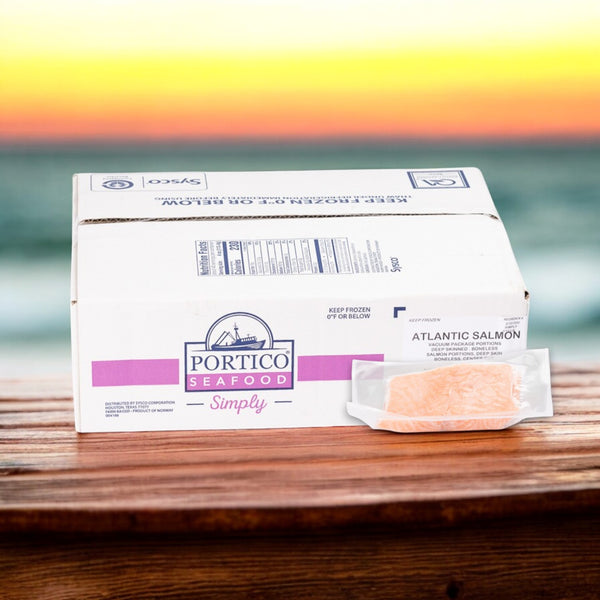 Salmon Atlantic Portioned Bias 6 oz. Norwegian, 10 lbs. Box