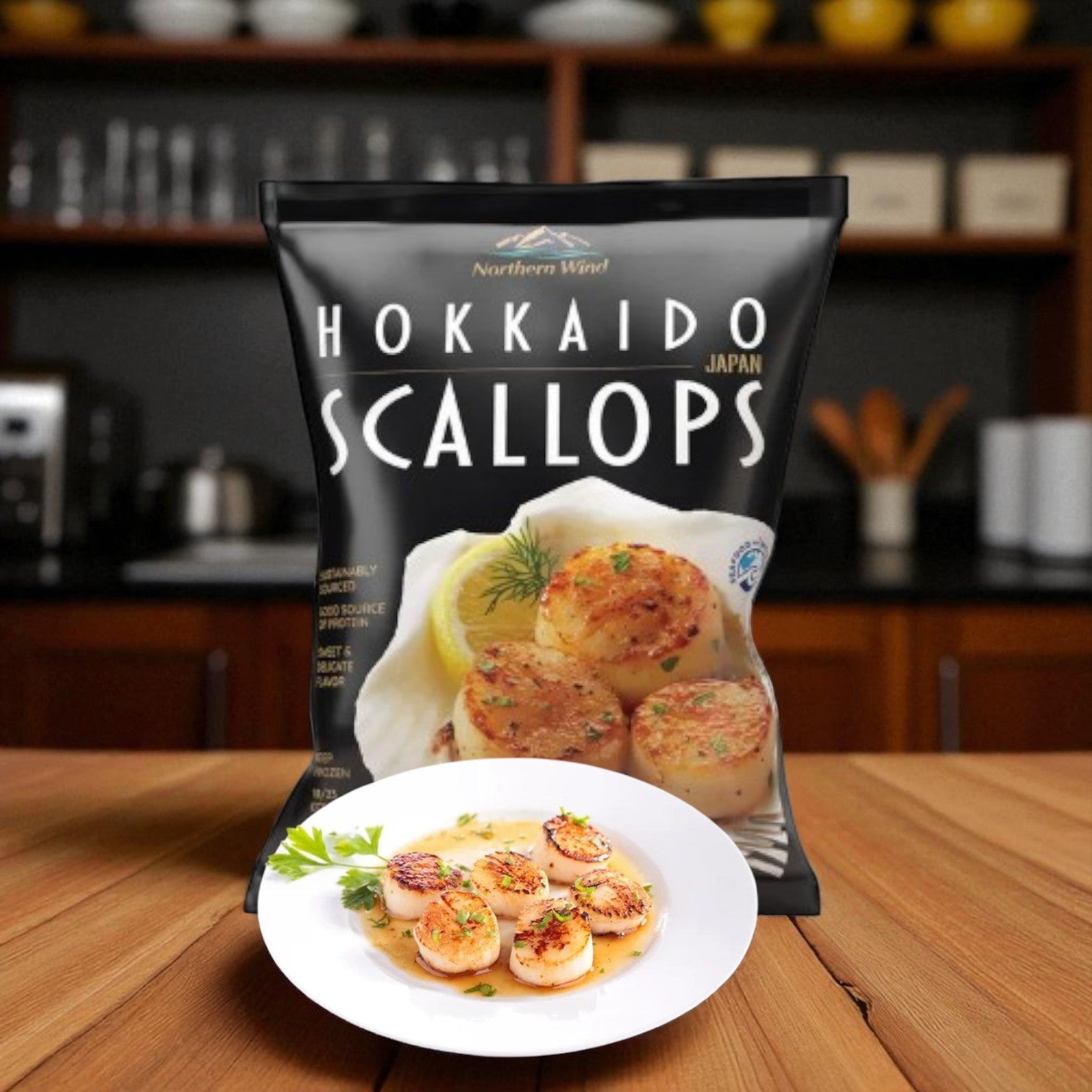 Northern Wind Hokkaido Sea Scallops, 2 lb- 1 Bag