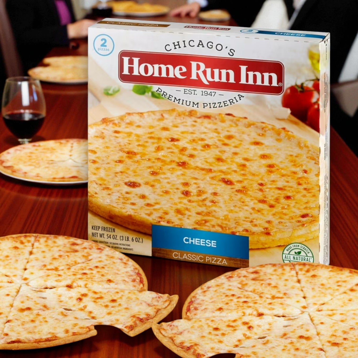 Home Run Inn Classic Cheese Pizza – Frozen, 2 Pizzas in Box (54 oz Tot