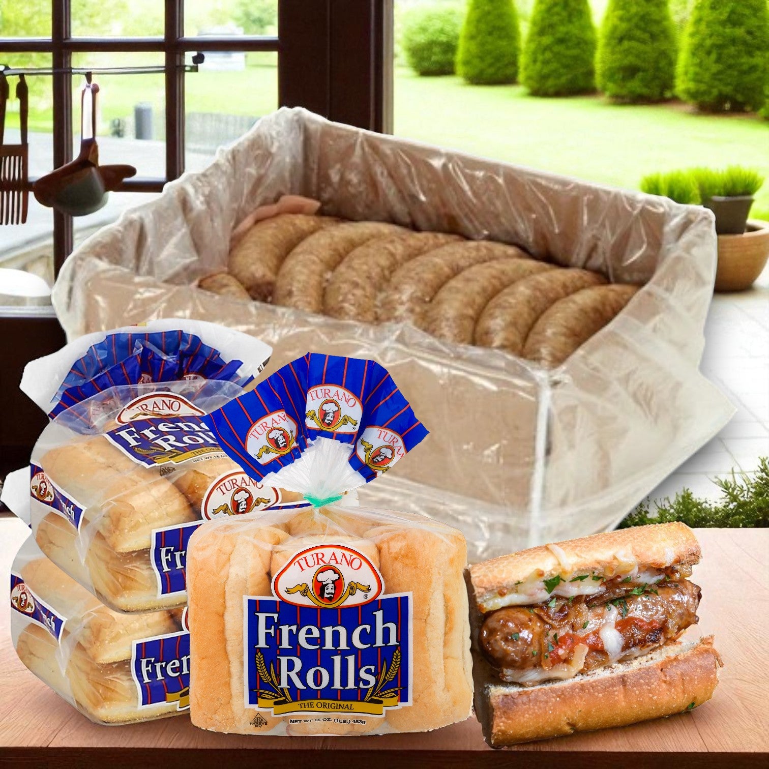 Sysco Fontanini Mild Italian Sausage Links (12 lbs) with Turano French